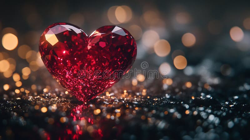 Radiant Ruby Crystal Heart Sparkles in Enchanting Light Setting Stock ...
