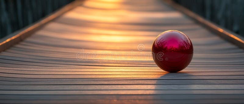 Radiant Ruby Sphere Resting on a Rustic Wooden Path a Study in Color ...