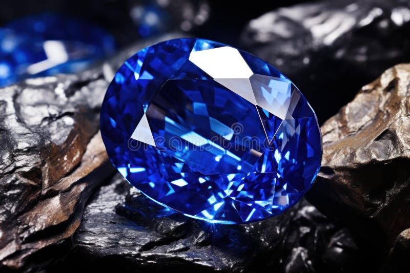 Radiant Sapphire Blue Stone. Generate Ai Stock Illustration ...
