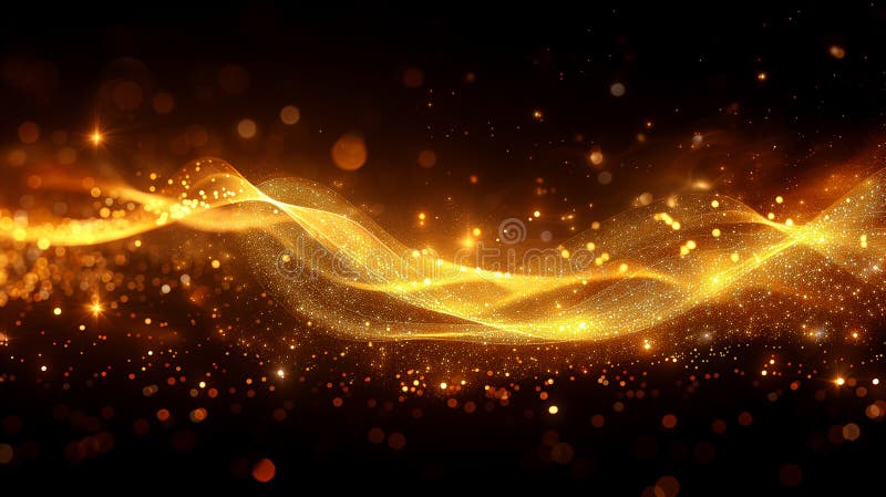 A Radiant Scene of Golden Particles Forming Fluid, Wave-like Patterns ...