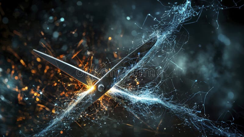 Radiant Scissors Cutting through Dimensions Surreal Environment Digital ...
