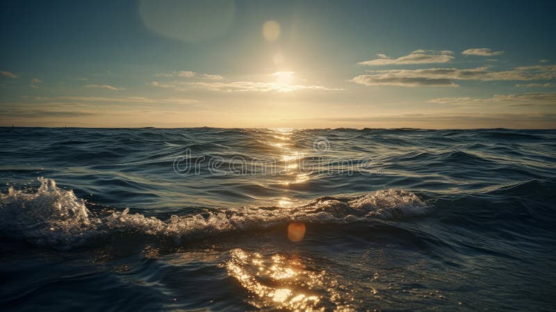 Radiant Sea with Sun Reflections. Generative AI Stock Illustration ...