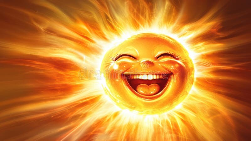 Radiant Smiley Sun Illustration Bursting with Energy and Warmth Stock ...