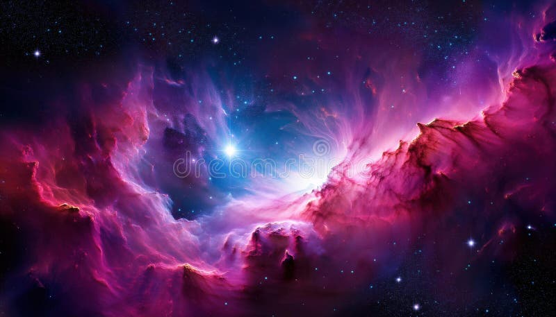 A Radiant Space Cloud with Pink and Blue Tones Glowing in the Galaxy ...