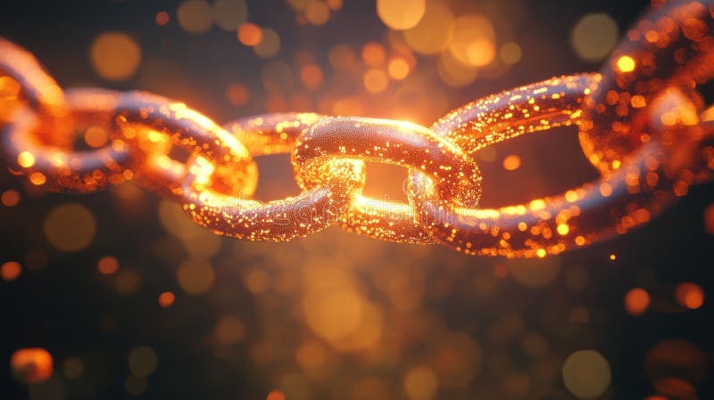 A Radiant Spiraling Chain Forms in Midair with Each Link Representing a ...