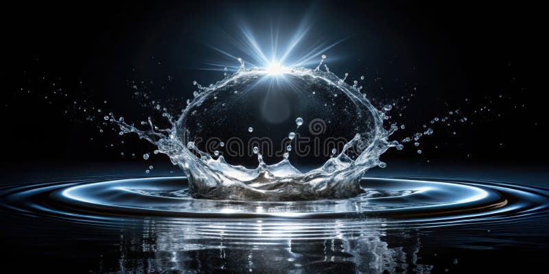 A Radiant Splash of Liquid Creates a Luminous Crown, Reflecting Light ...