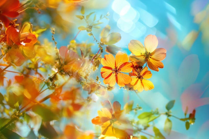 Radiant Spring Blooms in Sunny Garden Stock Illustration - Illustration ...