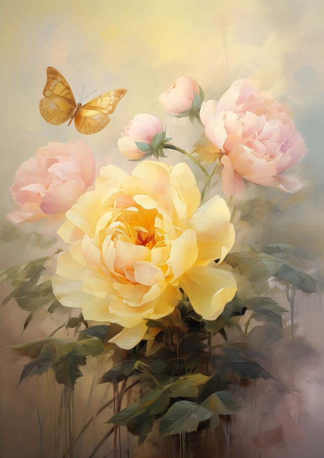 Radiant Spring: a Butterfly S Devotion To the Yellow Rose Deity Stock ...