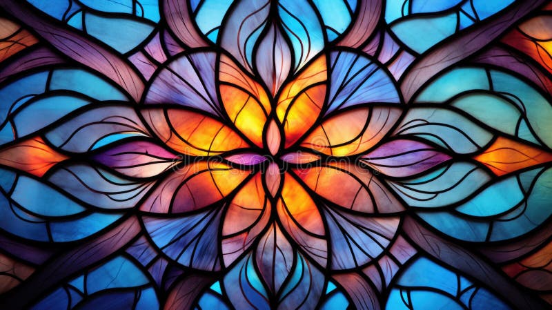 Radiant Stained Glass Design Forms an Intricate and Colorful Background ...