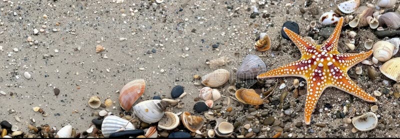 Radiant Starfish on Beach Full of Dull Shells Creates Vibrant Scene ...