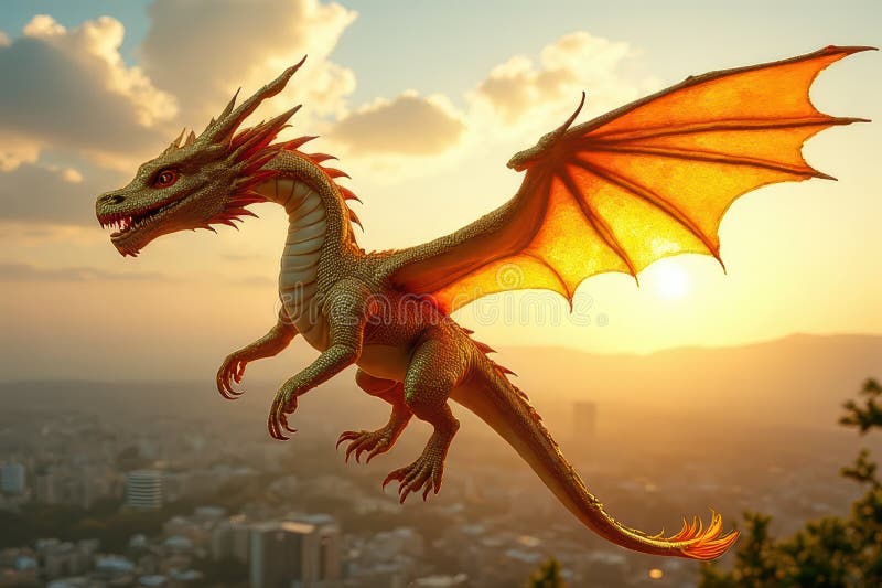Radiant Sun Dragon Saga stock illustration. Illustration of soaring ...