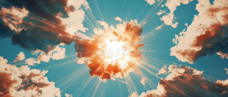 Radiant Sun Rays Shining through Clouds in a Bright Blue Sky Texture ...
