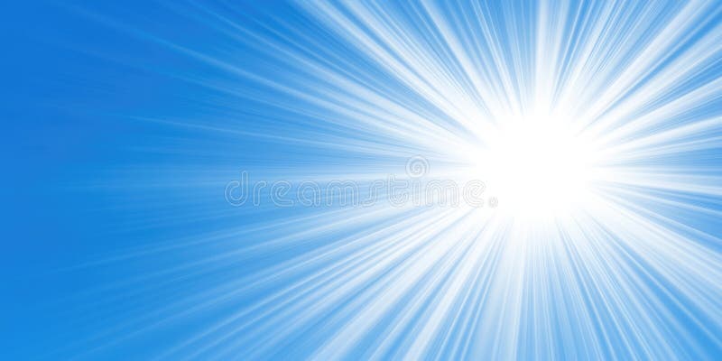 Radiant Sunburst in Clear Blue Sky with Vibrant Light Rays Stock Photo ...