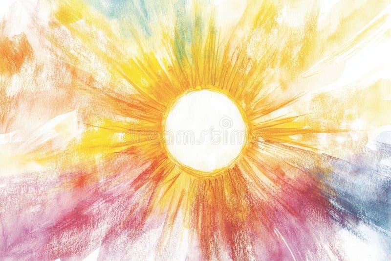 Radiant Sunburst Painting, Vibrant Colors Stock Illustration ...