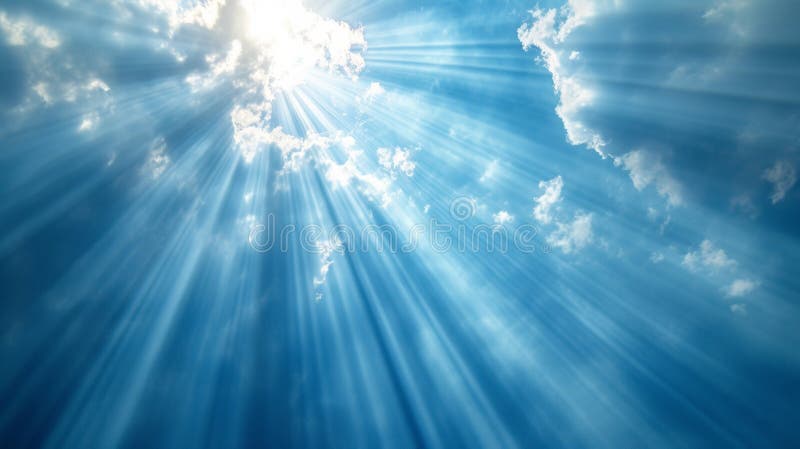 Radiant Sunbursts of Light on a Serene Blue Backdrop, Invoking ...