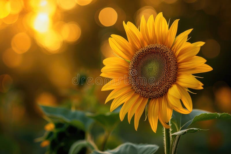 Radiant Sunflower Basking in Golden Light Stock Photo - Image of ...