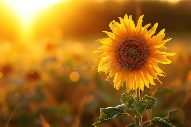 Radiant Sunflower Basking in Golden Light Stock Image - Image of garden ...