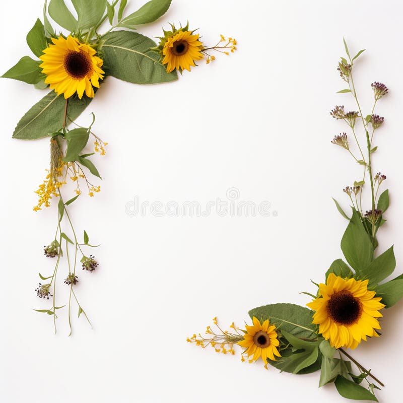 Radiant Sunflower Border Artistic Beauty Stock Illustration ...