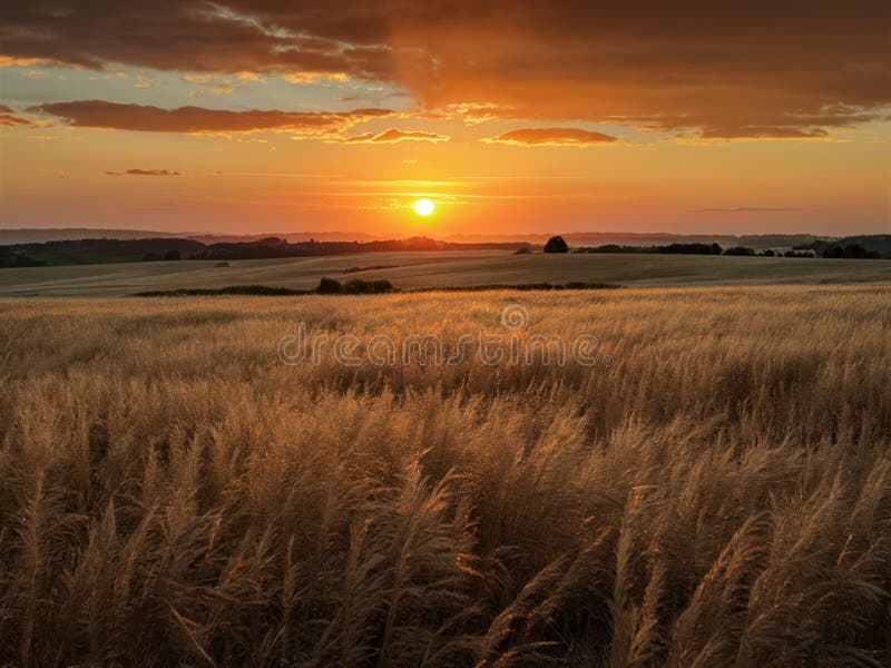 Radiant Sunflower Fields in Bloom Stock Illustration - Illustration of ...
