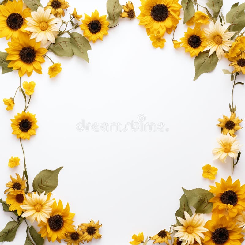Radiant Sunflower Frame Open Copy Space Stock Illustration ...