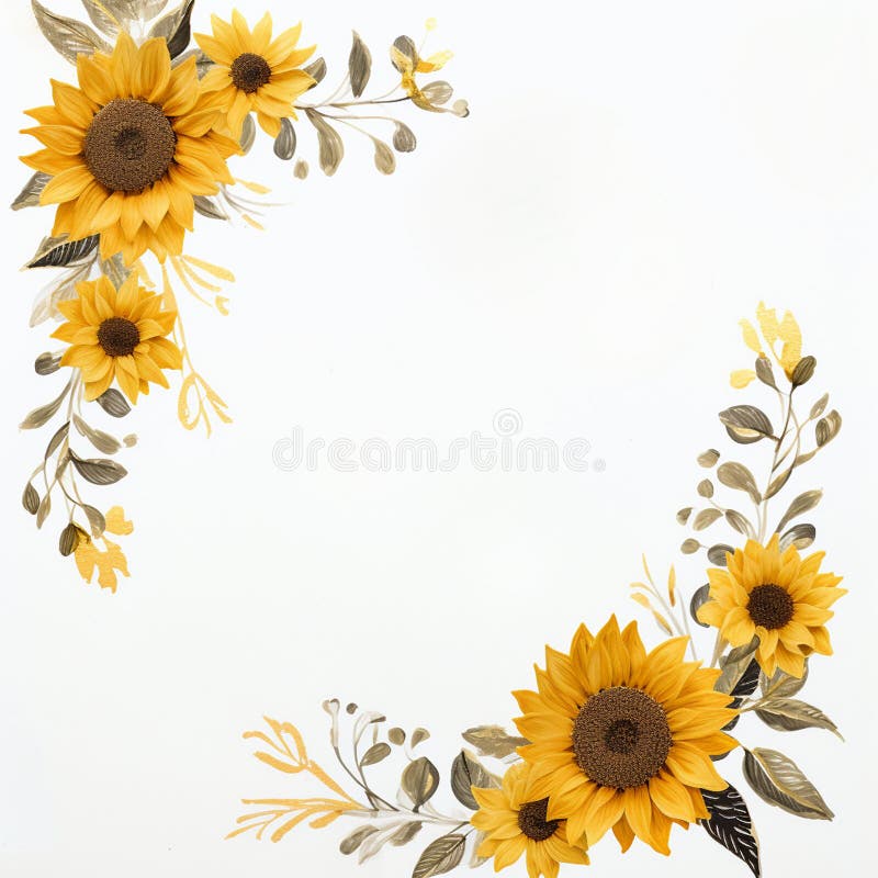 Radiant Sunflower Frame Open Copy Space Stock Illustration ...