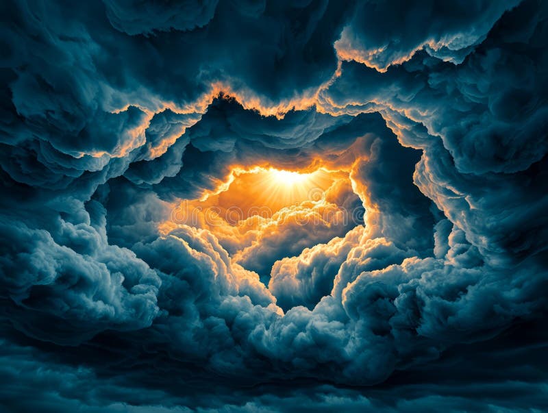 Radiant Sunlight Breaking through Soft White Clouds Illuminating a ...