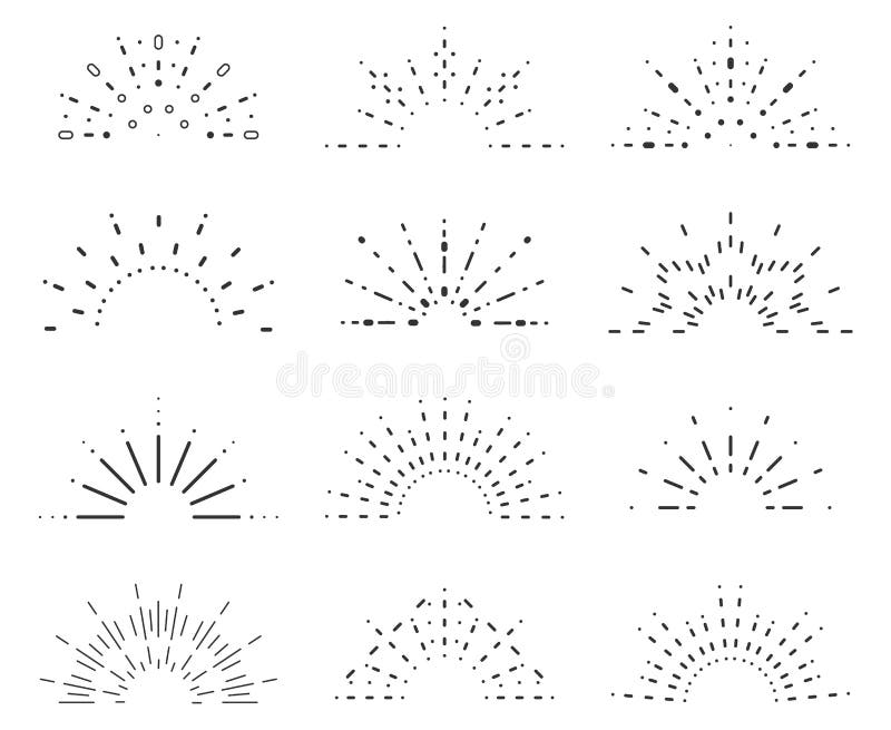 Radiant Sunrise Lineart Design Icons Set Template Vector Illustration ...