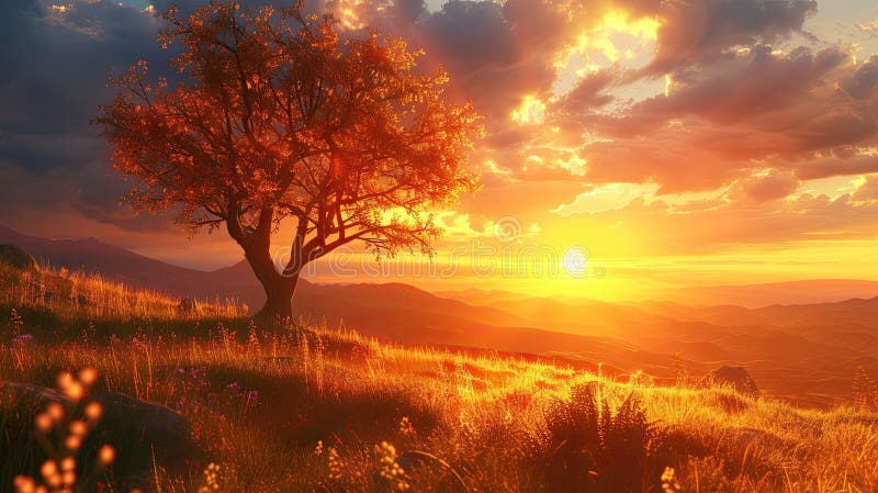 Radiant Sunset Captured in Breathtaking 3D Brilliance Stock ...