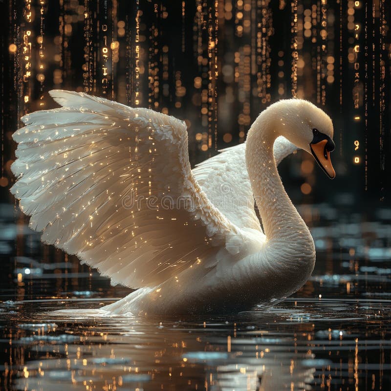 Radiant Swan in Glowing Light Patterns Stock Photo - Image of fantasy ...