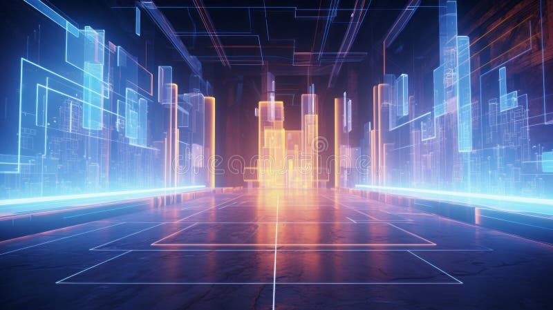 Radiant Tech Scene, Depth for AI Visuals Stock Illustration ...