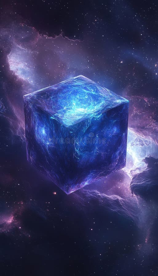 Radiant Tesseract in Cosmic Void Surrounded by Nebulae and Starfields ...