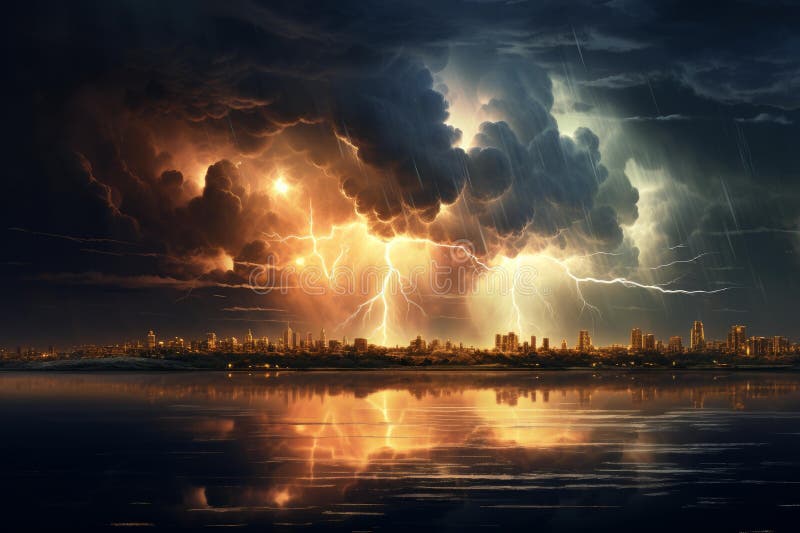 Radiant Thundercloud Lightning Color. Generate AI Stock Image - Image ...