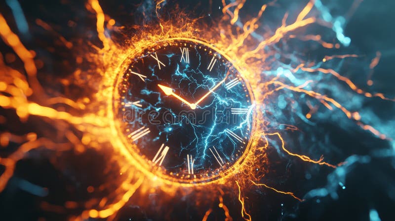 A Radiant Time Vortex Crackling with Lightning Represents the Flow of ...