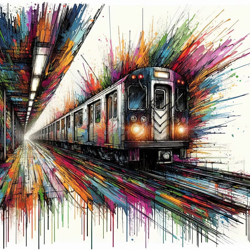 Radiant Urban Train Illustration Stock Illustration - Illustration of ...