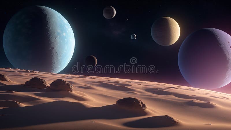 A Radiant View of a Distant Planet with a Distant Moon AI Generative ...