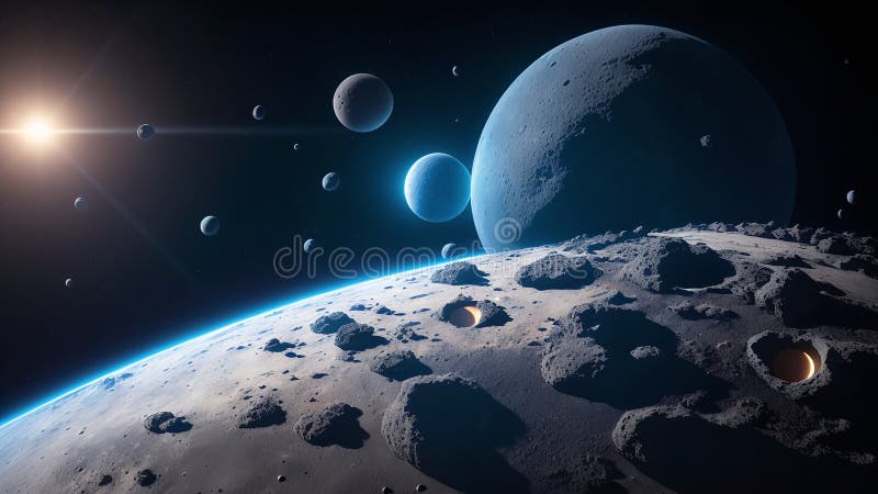 A Radiant View of a Planet with a Few Small Planets AI Generative Stock ...