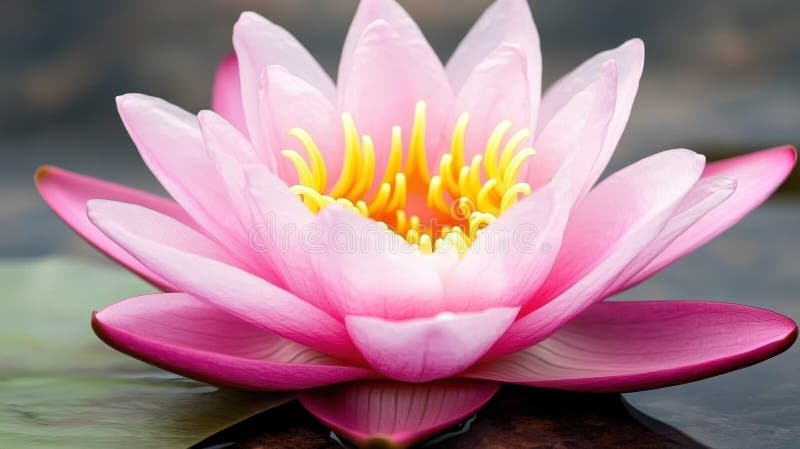 Radiant Water Lily: a Symphony of Pink and Gold in Still Water ...