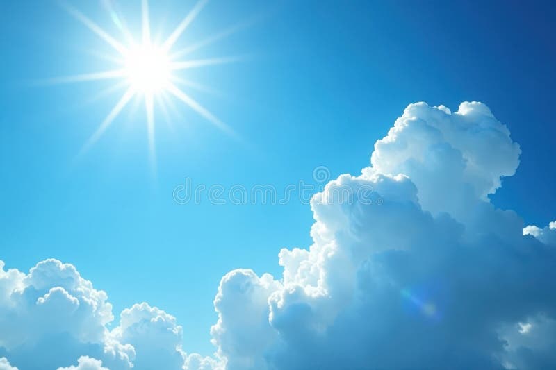 Radiant White Clouds Against a Vivid Blue Sky, Dazzling Light , Bright ...