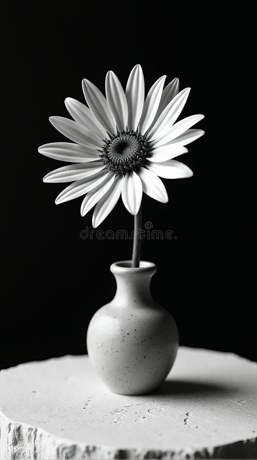 Radiant White Daisy in Rustic Earthen Vase a Luminous Study in Light ...