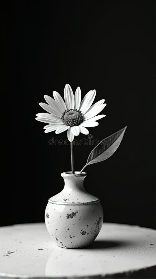 Radiant White Daisy in Rustic Earthen Vase a Luminous Study in Light ...