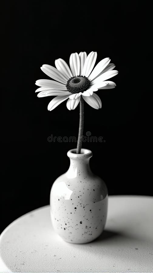 Radiant White Daisy in Rustic Earthen Vase a Luminous Study in Light ...