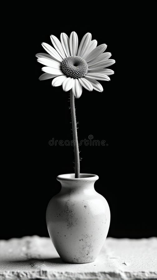 Radiant White Daisy in Rustic Earthen Vase a Luminous Study in Light ...