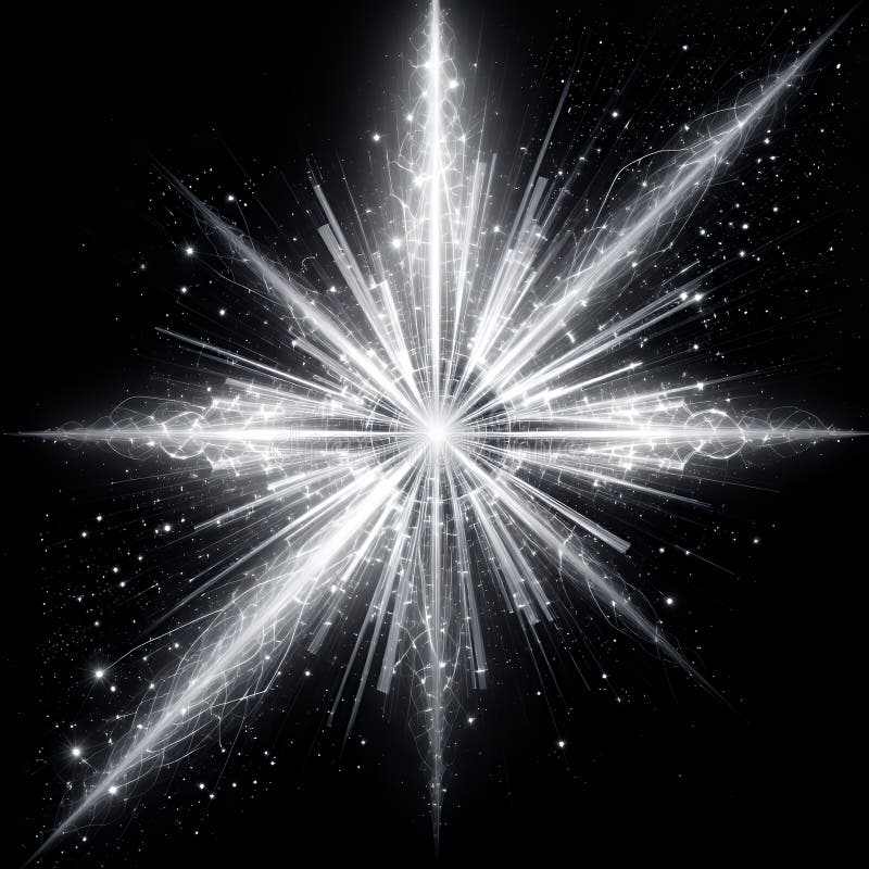 Radiant White Starburst Explosion on Black Background Stock ...