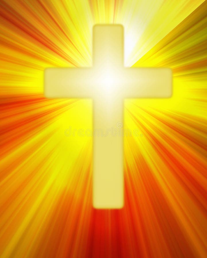 Radiant Yellow Cross Symbol on Bright Rays Stock Illustration ...