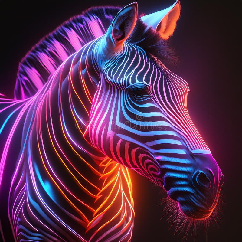 Radiant Zebra Stripes - a Fascinating Neon Representation of a Zebra S ...