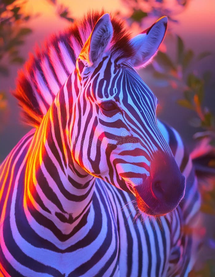 Radiant Zebra Stripes - a Fascinating Neon Representation of a Zebra S ...