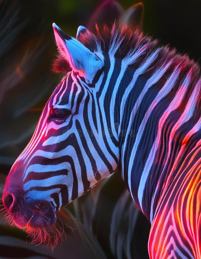 Radiant Zebra Stripes - a Fascinating Neon Representation of a Zebra S ...
