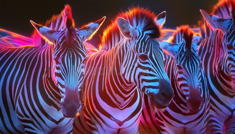 Radiant Zebra Stripes - a Fascinating Neon Representation of a Zebra S ...