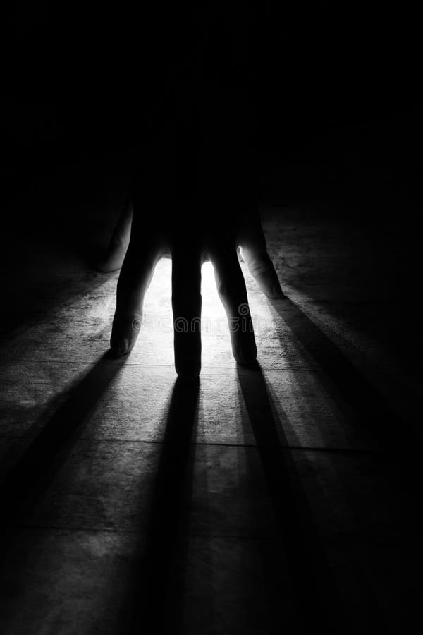 Radiates Rays of Light Shine through Silhouette of Hand in Black Stock ...