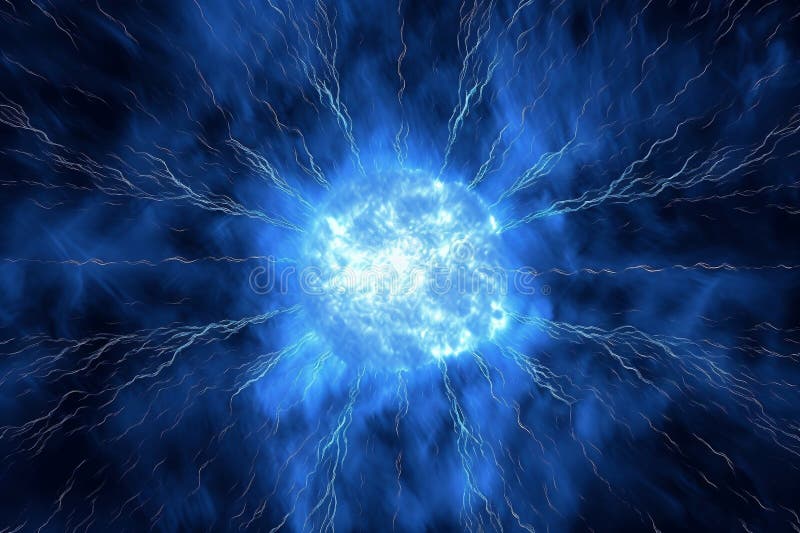 Radiating Blue Electric Lightning Background Centered. AI Stock ...
